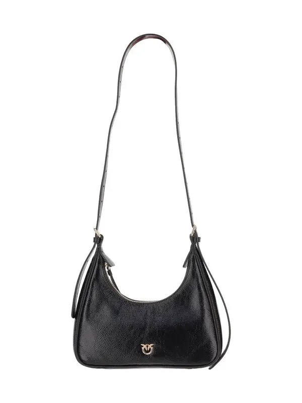Pinko Glossy Leather Hobo Bag - Black