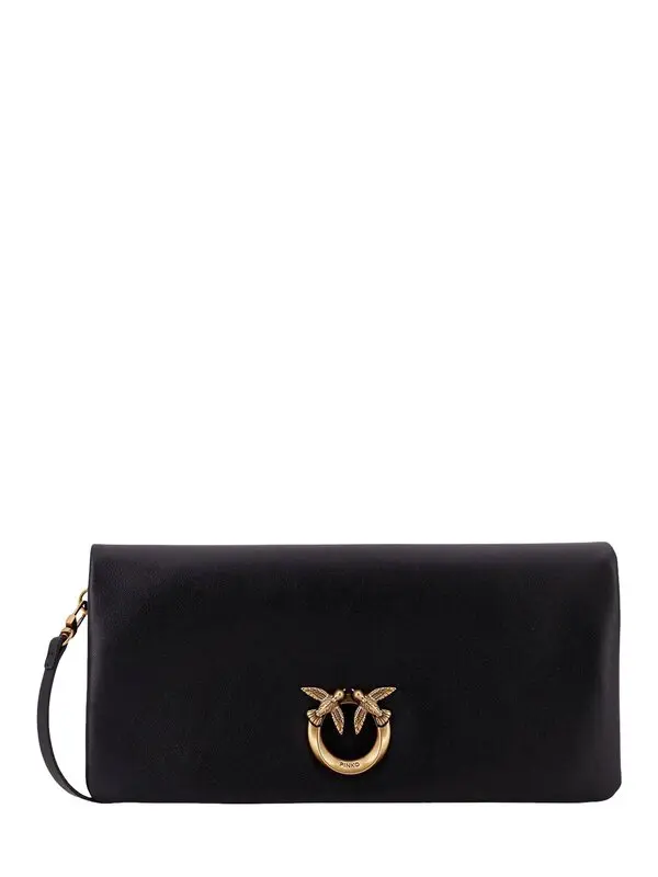 Pinko Love Bag Click Soft Leather Clutch - Black