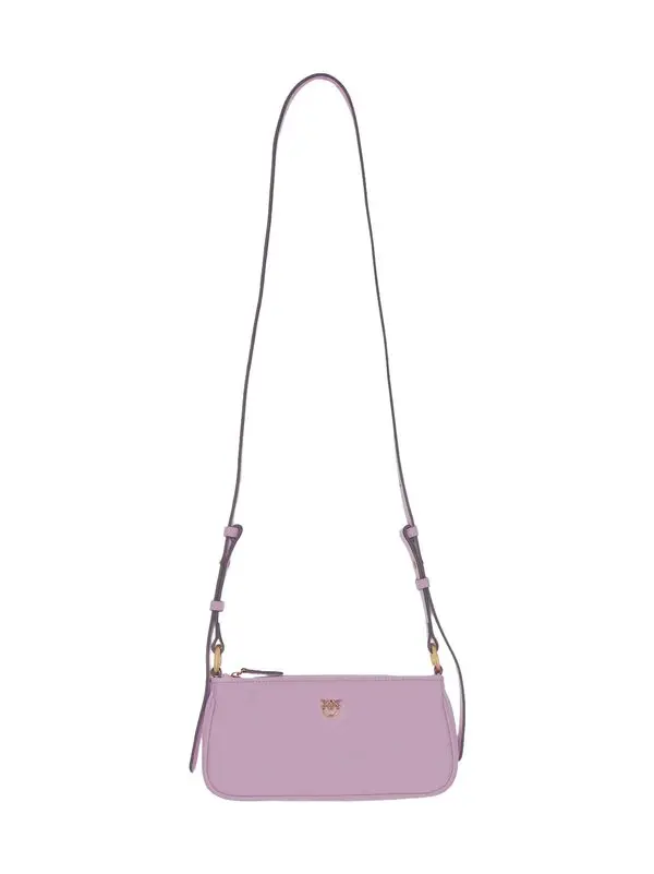 Pinko Mini Leather Baguette With Logo - Lilac