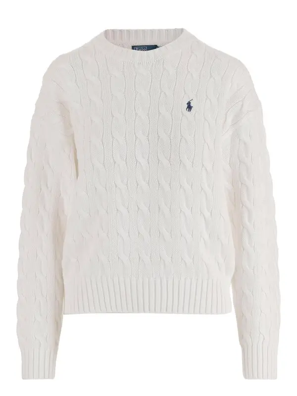 Polo Ralph Lauren Cotton Cable-knit Sweater With Logo - White