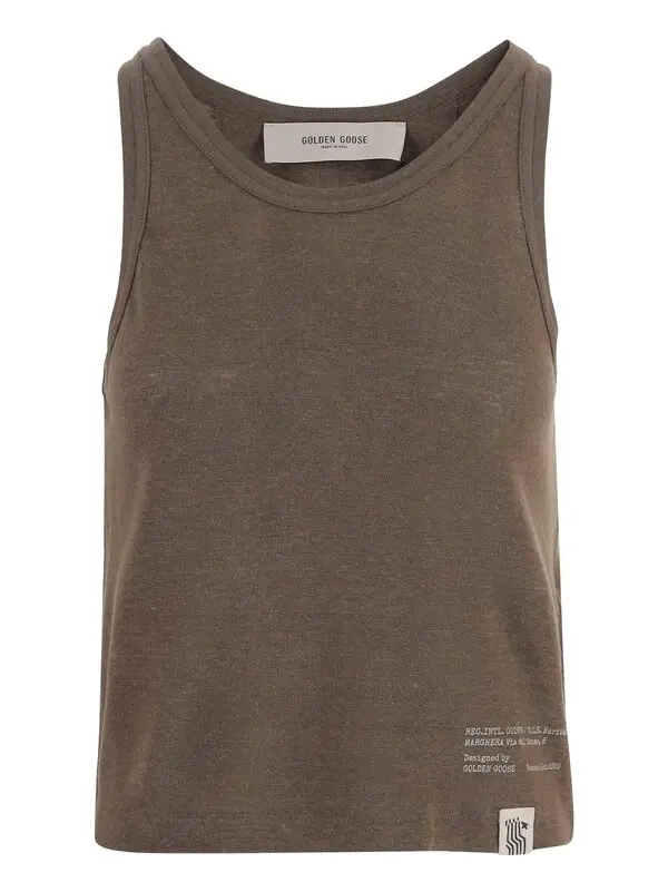 GOLDEN GOOSE Linen Tank Top - Brown