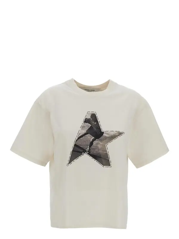 GOLDEN GOOSE Cotton T-shirt With Logo - White