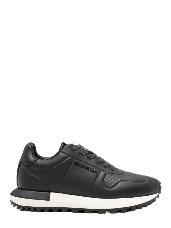 Emporio Armani Leather Sneakers - Black