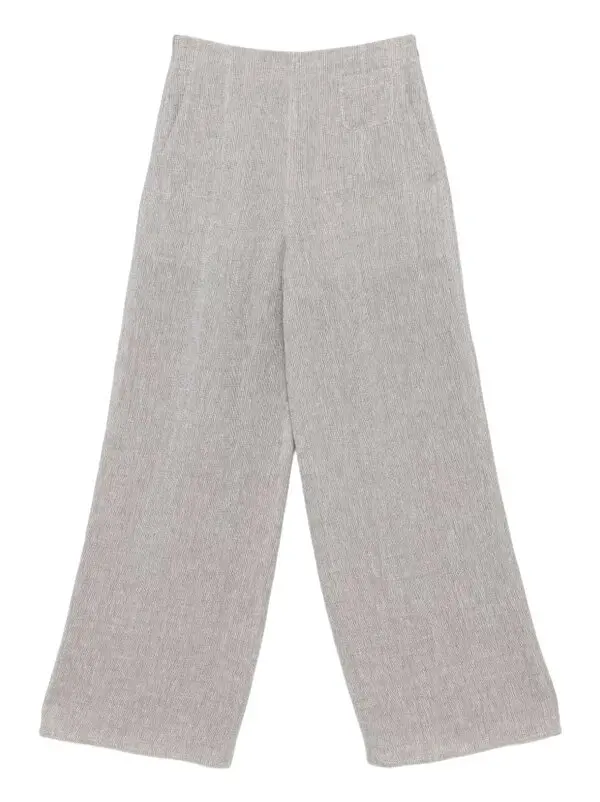 Emporio Armani Linen Wide Leg Trousers - Grey