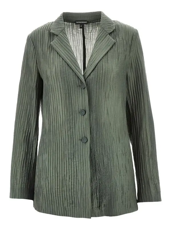 Emporio Armani Single-breasted Pleated Blazer - Grey