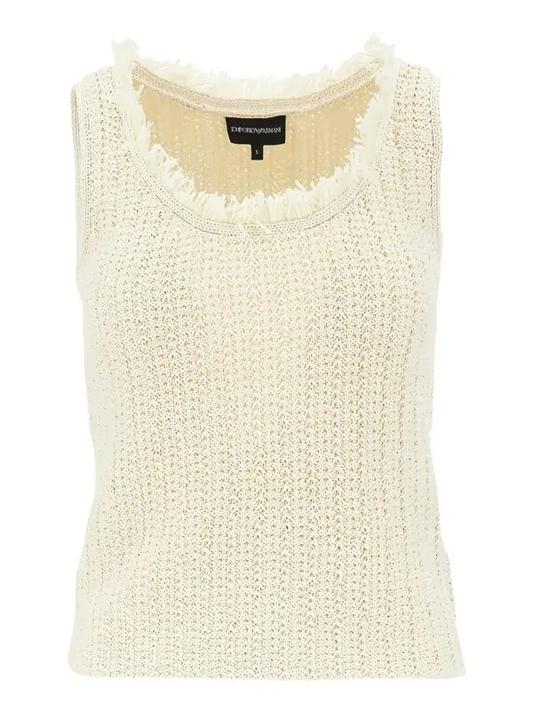 Emporio Armani Cotton-blend Tank Top - Beige