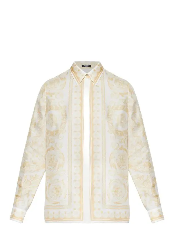 Versace Barocco Print Silk Shirt - Golden
