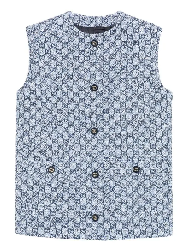 Gucci Gg Tweed Vest - Clear Blue