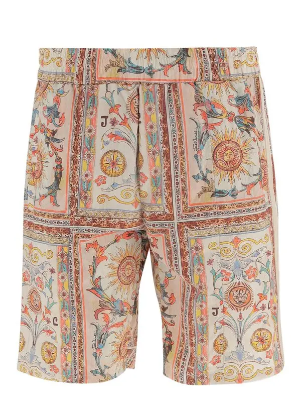 Just Cavalli Nylon Ornamental Print Shorts - Red