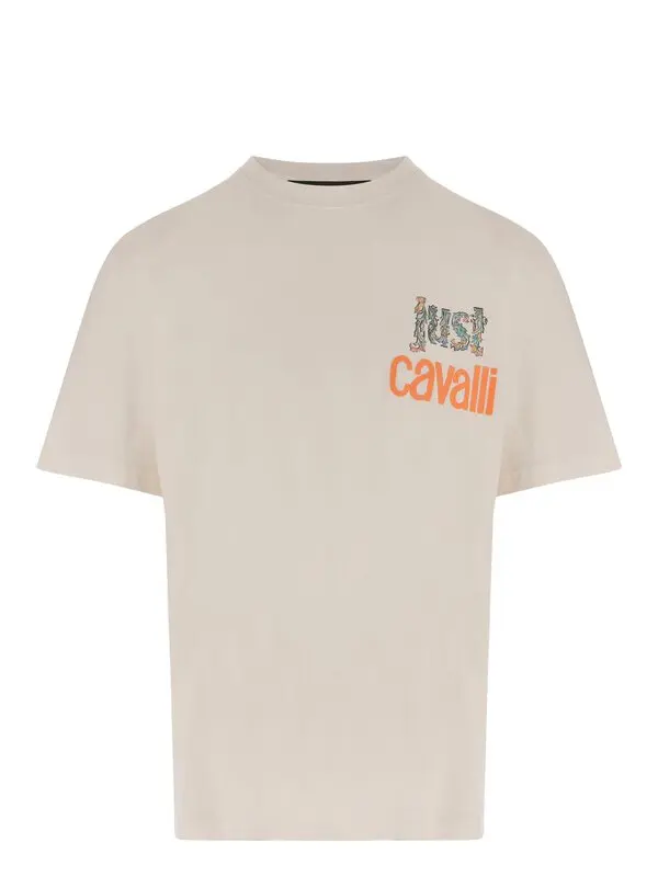 Just Cavalli Cotton T-shirt With Graphic Print - White