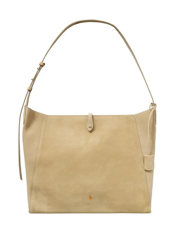 Polo Ralph Lauren Debossed Suede Shoulder Bag - Neutrals