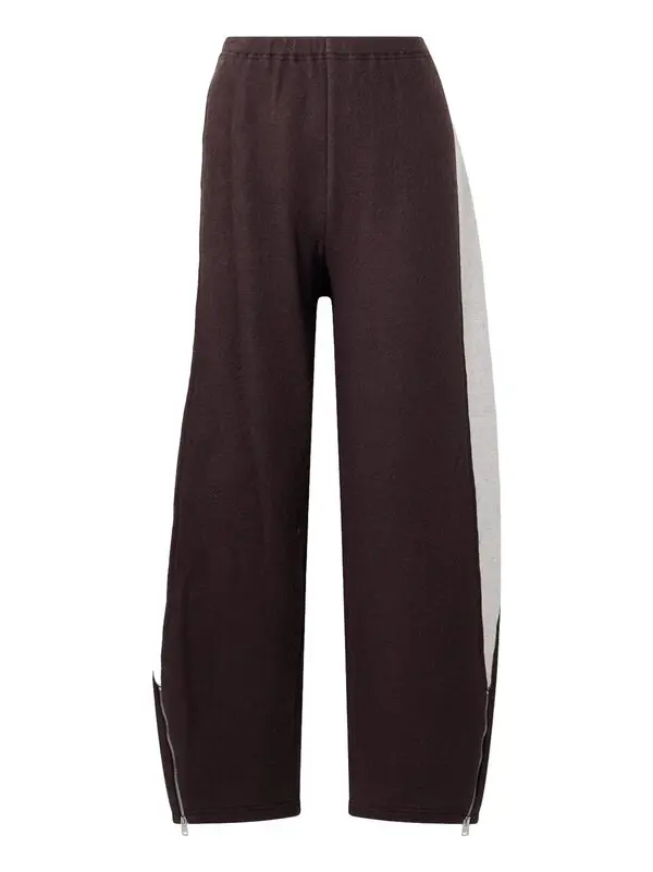 Tory Burch Wool And Cotton-blend Track Pants - Brown