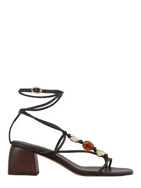 Ba&sh Caya Heeled Leather Sandals - Brown