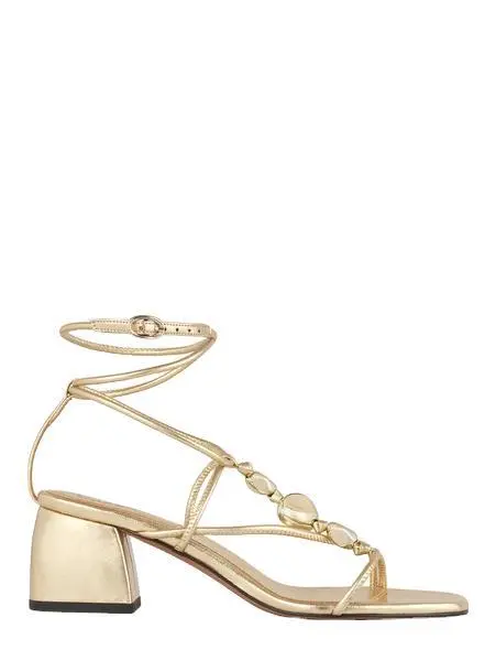 Ba&sh Caya Heeled Leather Sandals - Gold