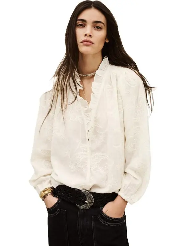 Ba&sh Petty Jacquard Blouse - White