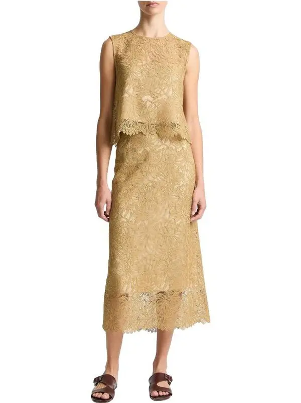 Vince Lace Slip Skirt - Gold