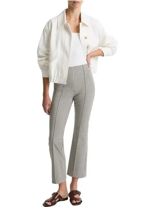 Vince Niki Gingham Mid-rise Crop Flare Pant - Natural