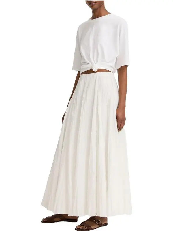 Vince Crinkled Plissé Cotton-blend Maxi Skirt - White