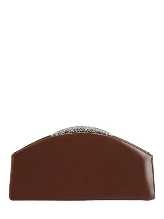 GIUSEPPE ZANOTTI Leather Shoulder Bag With Rhinestone Jewel Fastening - Brown