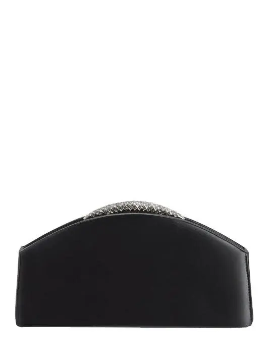 GIUSEPPE ZANOTTI Leather Clutch With Jewel Accessory - Black