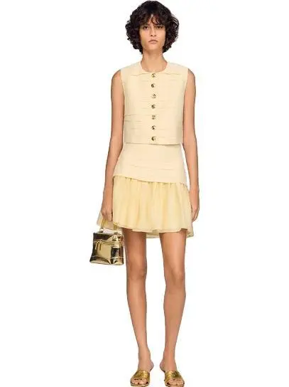 Sandro Pleated Mini Skirt - White