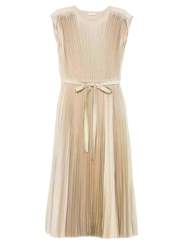 JOSEPH Volta Gathered Tie Belt Dress - Neutrals
