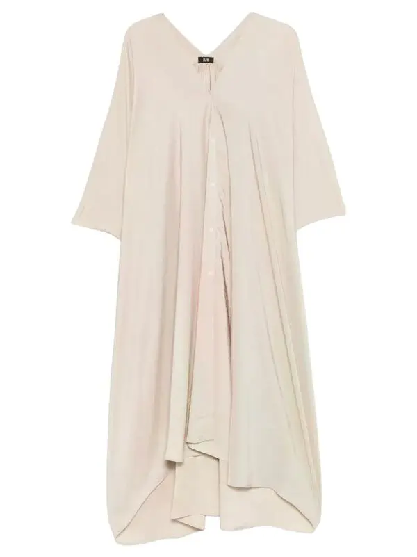ELEH Button V-neck Dress - Neutrals