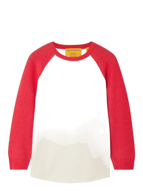 Guest In Residence Two-tone Cashmere Baseball Tee Sweater - Red