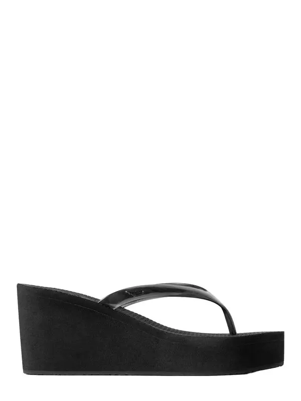 ANCIENT GREEK SANDALS Etheria Pvc Wedge Flip Flops - Black