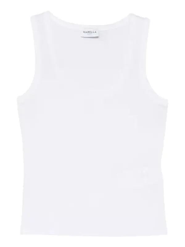 Marella Ribbed Tank Top - White