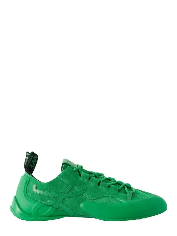 Loewe Grip Leather-trimmed Suede Sneakers - Green