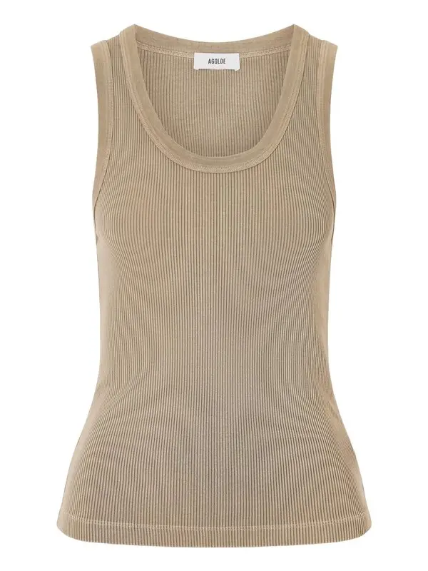 AGOLDE Poppy Ribbed Stretch Organic Cotton-blend Tank - Brown