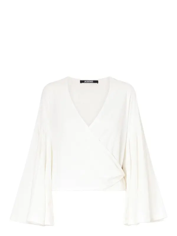 Jacquemus The Ventadou Paper-blend Wrap Top - White