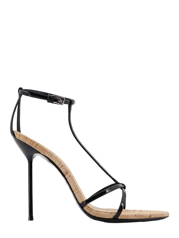 Paris Texas Lidia Leather And Cork Sandals - Black