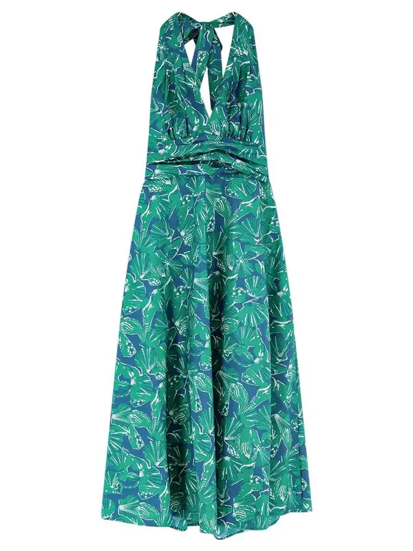 Max Mara Printed Cotton Dress - Green