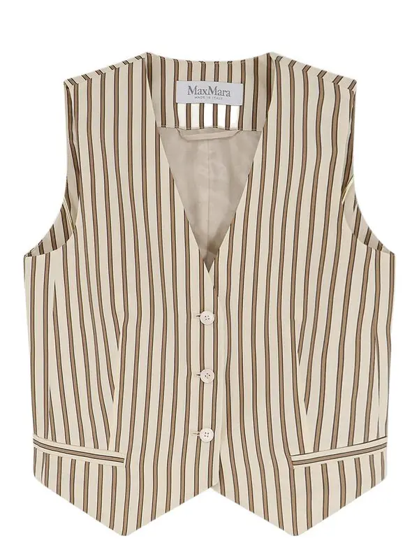 Max Mara Striped Cotton And Silk Vest - Beige