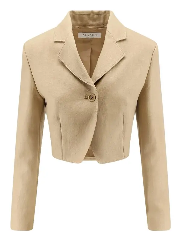 Max Mara Linen Cropped Blazer - Beige