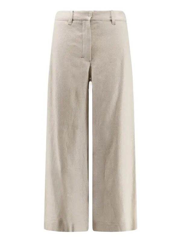 Max Mara Stretch Cotton And Linen Trousers - Beige