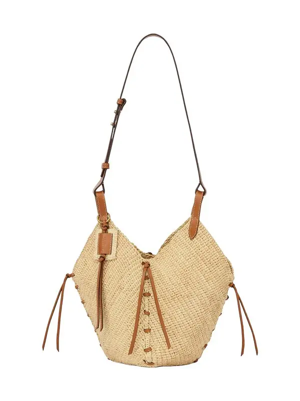 Isabel Marant Losange Raffia Shoulder Bag - Beige
