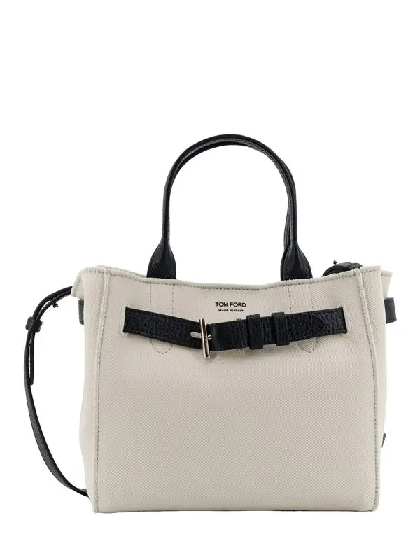 TOM FORD Audrey Canvas Handbag - Beige