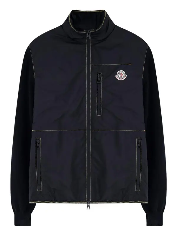 Moncler Nylon Jacket With Cotton Inserts - Black