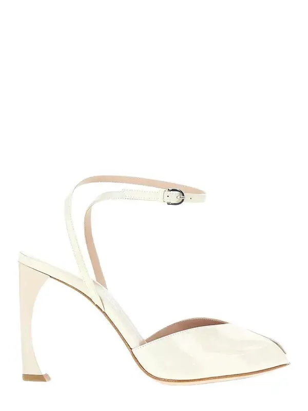 Emporio Armani Patent Buckled Sandals - White