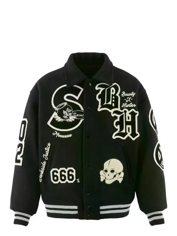 SAINT MXXXXXX Appliqué Bomber Jacket - Black