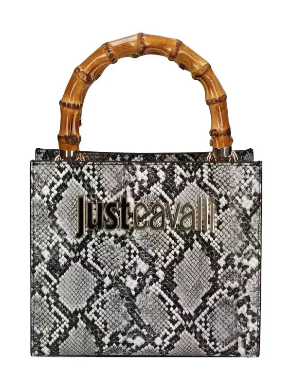 Just Cavalli Bamboo Handle Snake-effect Tote - Grey