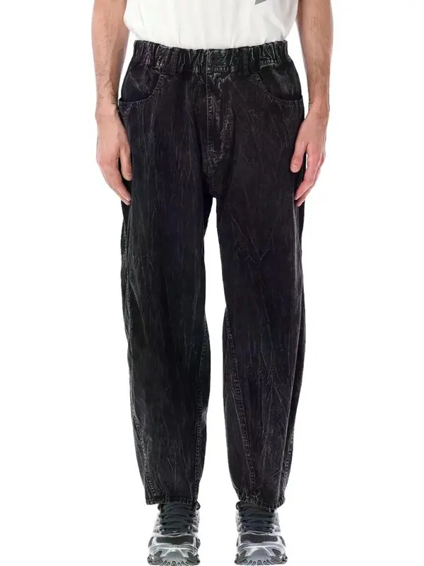 AND WANDER Elasticated-waistband Jeans - Black