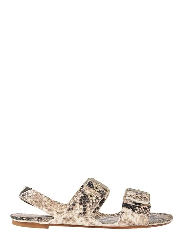 JAMIE HALLER Double Buckle Snake-effect Leather Sandals - Animal Print
