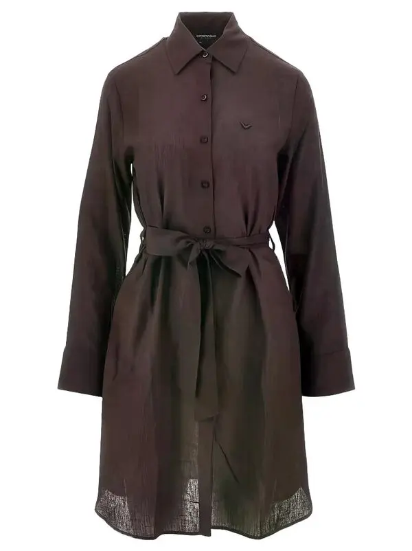 Emporio Armani Belted Shirt Dress - Brown