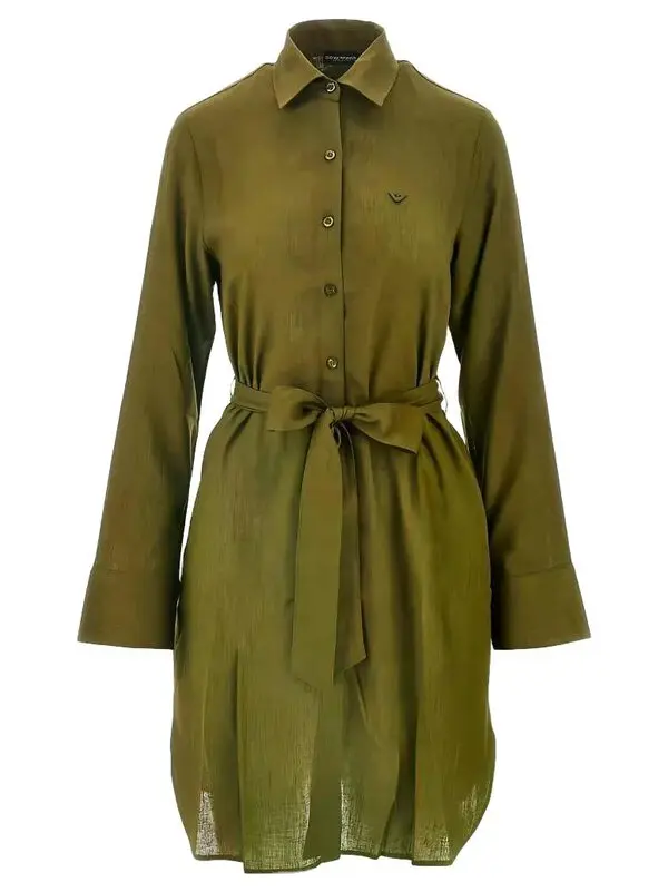 Emporio Armani Tie-waist Shirt Dress - Green