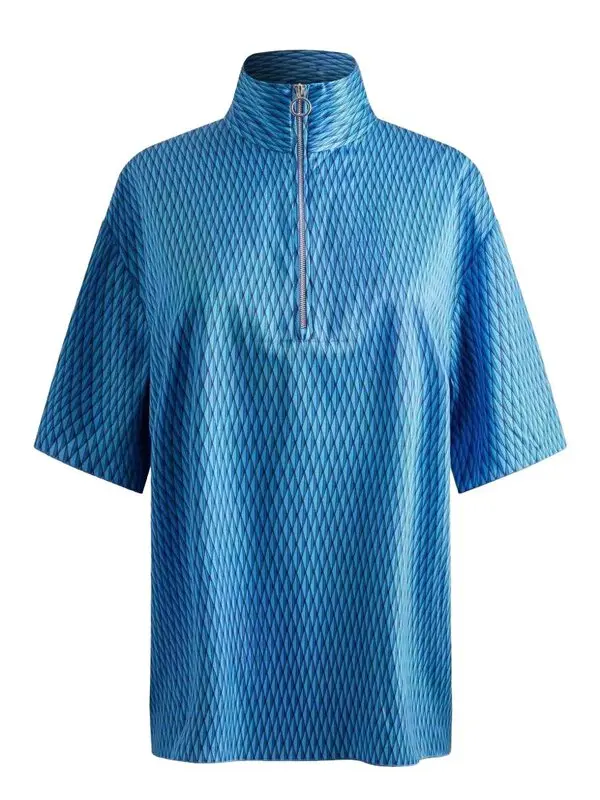 Fusalp Diamond-pattern Zip-neck Top - Blue