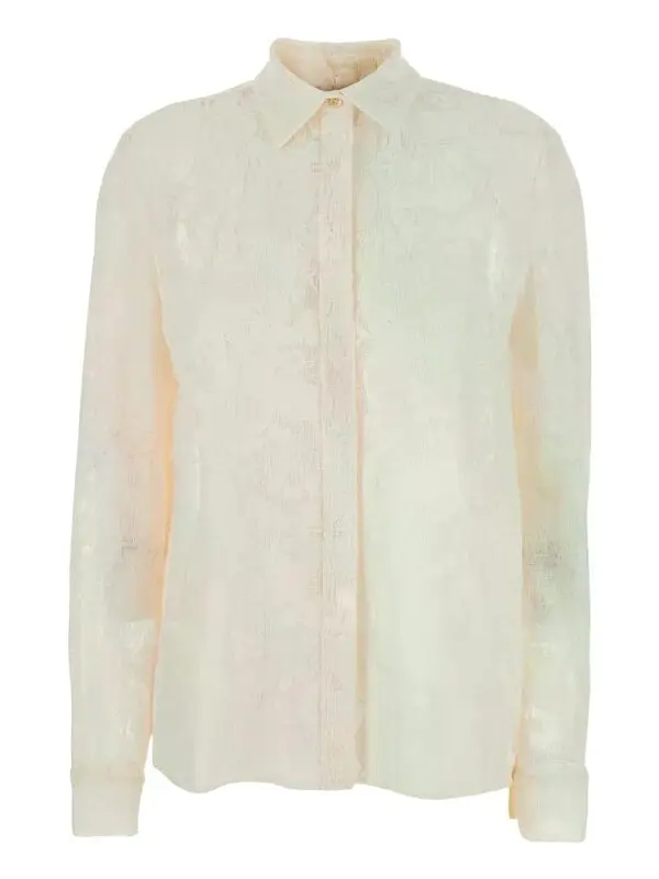 PT TORINO Lace Buttoned Shirt - Neutrals